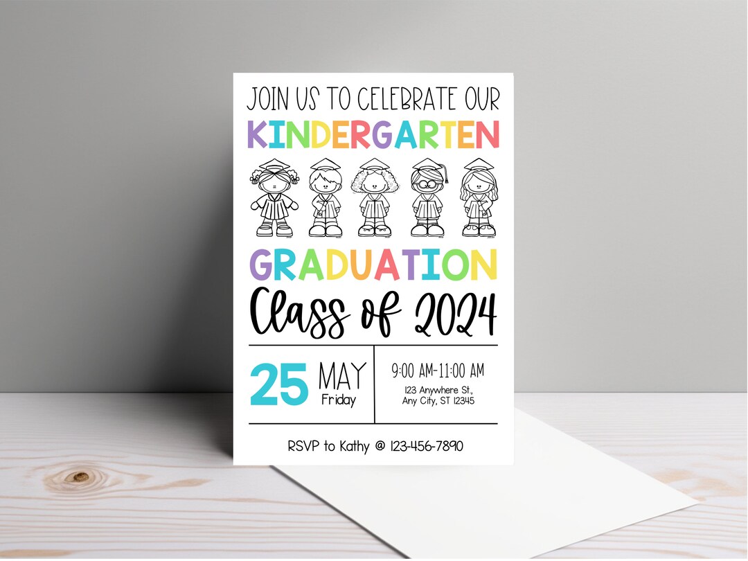 EDITABLE Kindergarten Graduation Invitation, Kindergarten Party Invite ...