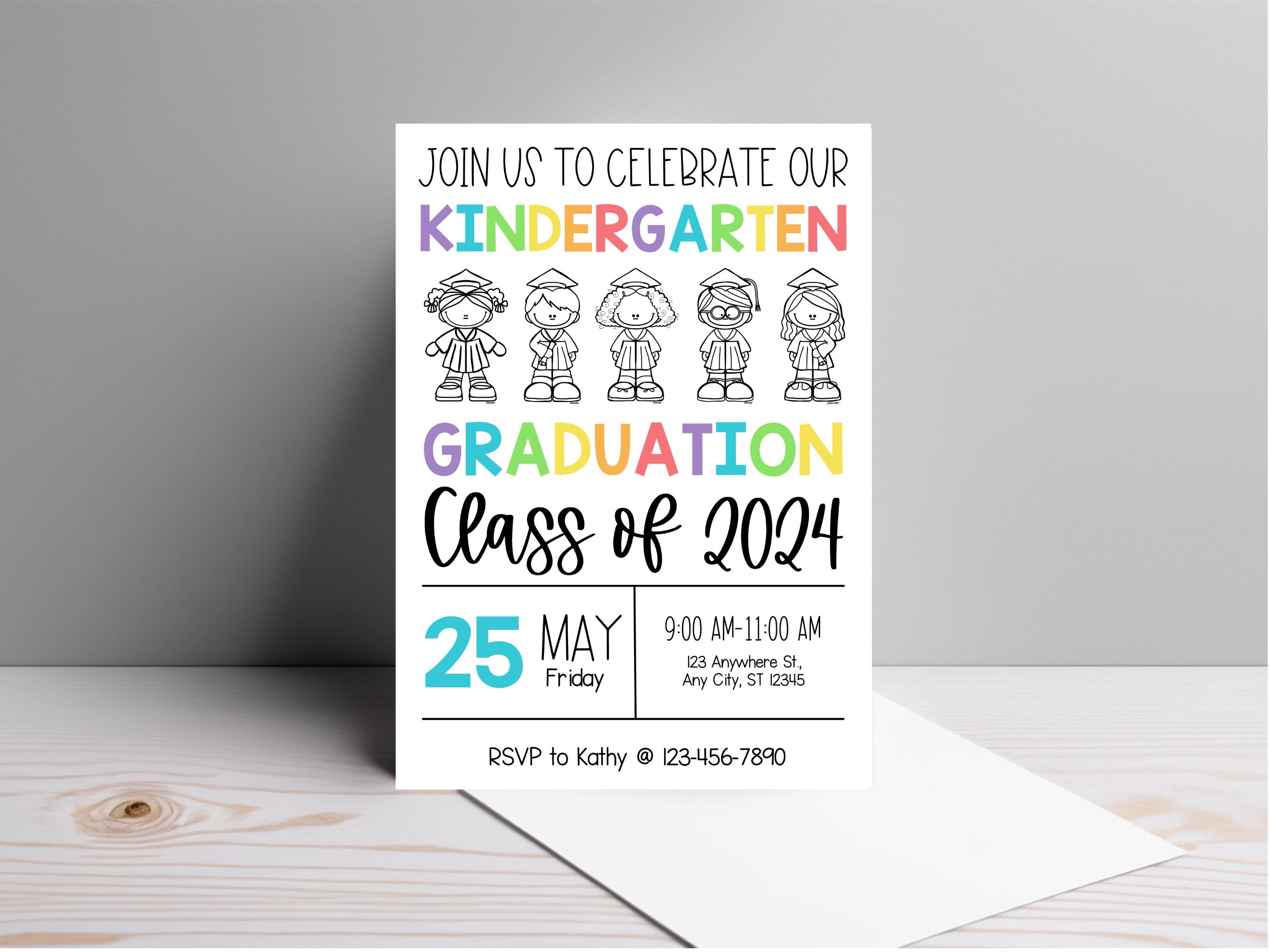 EDITABLE Kindergarten Graduation Invitation, Kindergarten Party Invite ...