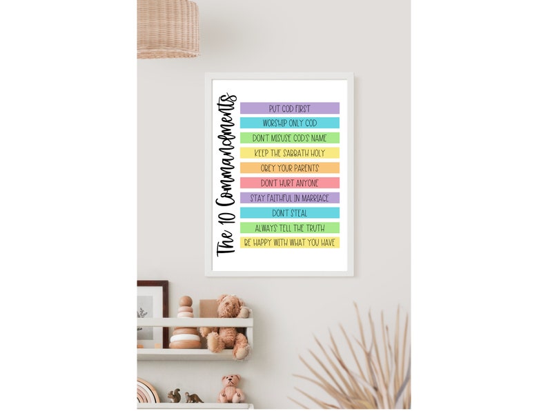 Rainbow 10 Commandments Poster: Kids Sunday School Decor (digital ...