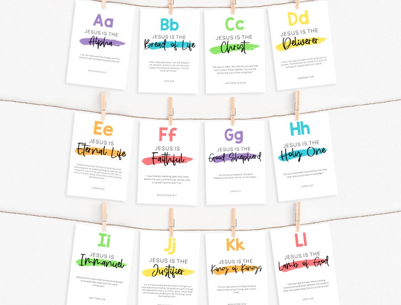 Jesus ABC Scripture Cards: Kids Bible Verse Flashcards (PRINTABLE ...