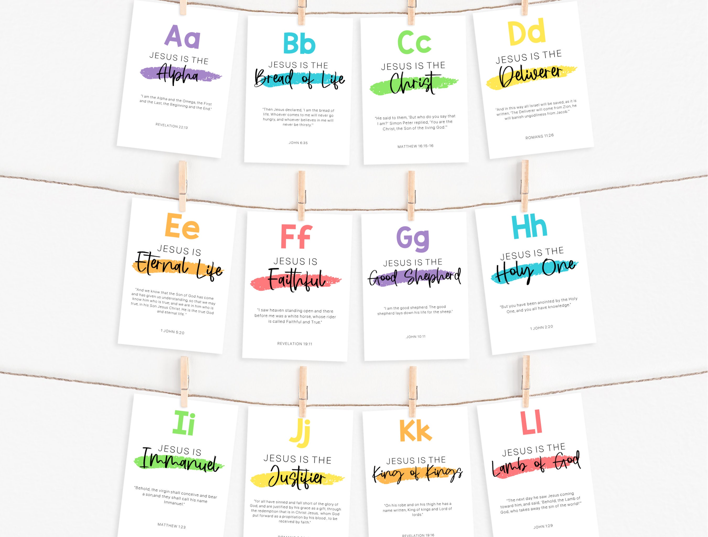 Jesus ABC Scripture Cards PRINTABLE / Alphabet Names of Jesus / Bible A ...