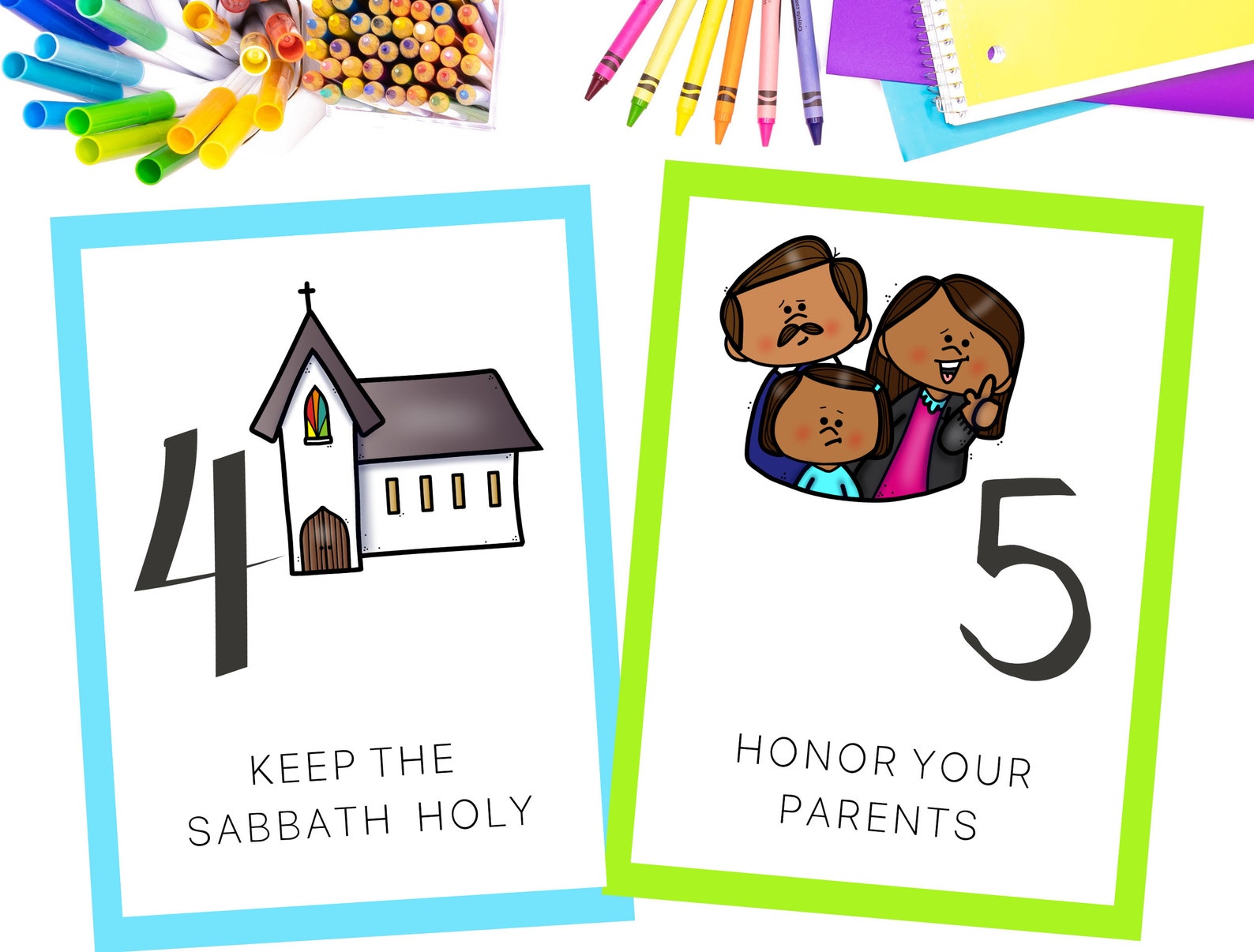 Ten Commandments Flashcards: Montessori Kids Bible Study (PDF) - Etsy