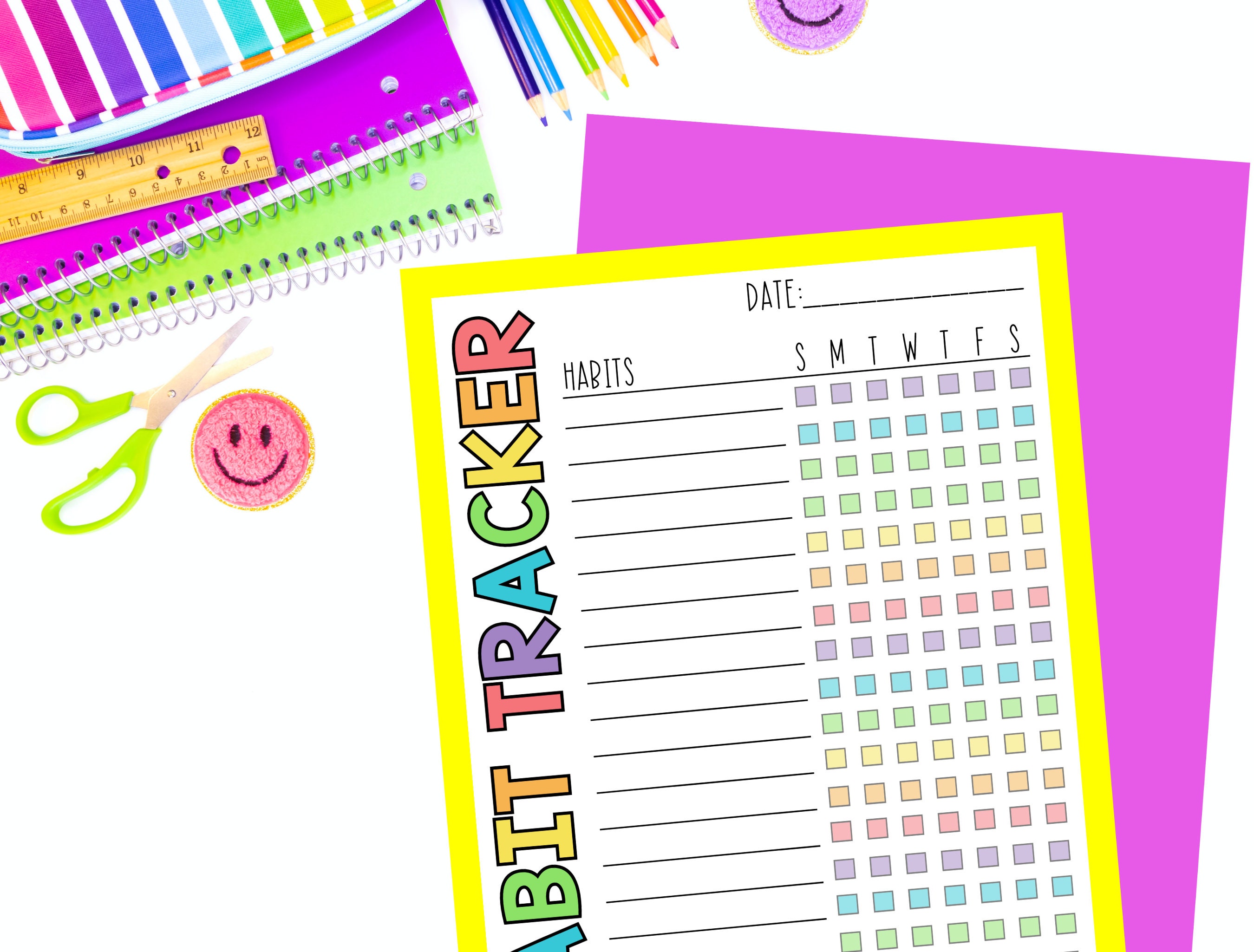Rainbow Habit Tracker Printable: Daily Tasks, Homeschool (instant ...