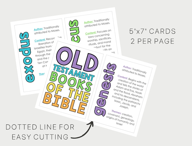 Old Testament Flashcards: Books of the Bible, Sunday School (printable ...