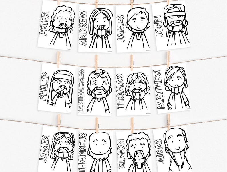 12 Apostles Coloring Pages: Bible Preschool Activity (digital Download ...