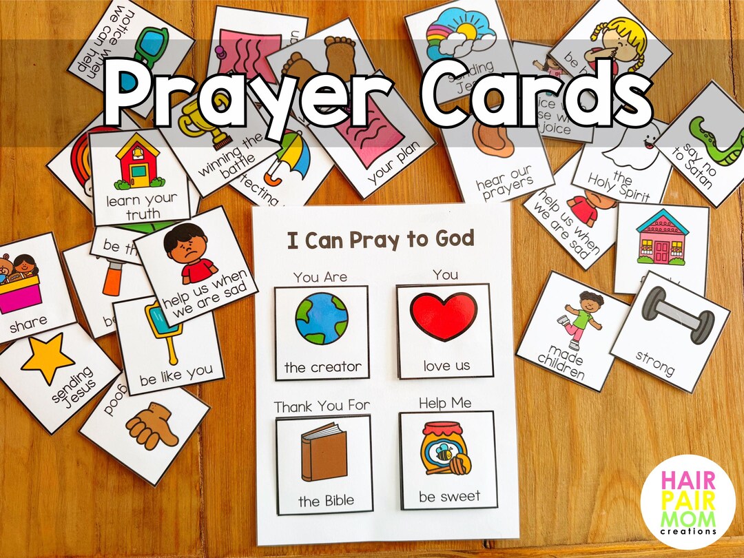 Kids Prayer Cards: Preschool Learning Mat, Bible Study (digital ...