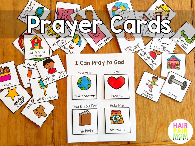 Kids Prayer Cards: Preschool Learning Mat, Bible Study (digital ...