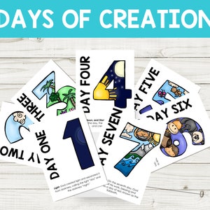 7 Days of Creation Flashcards, Genesis, Bible Study for Kids ...