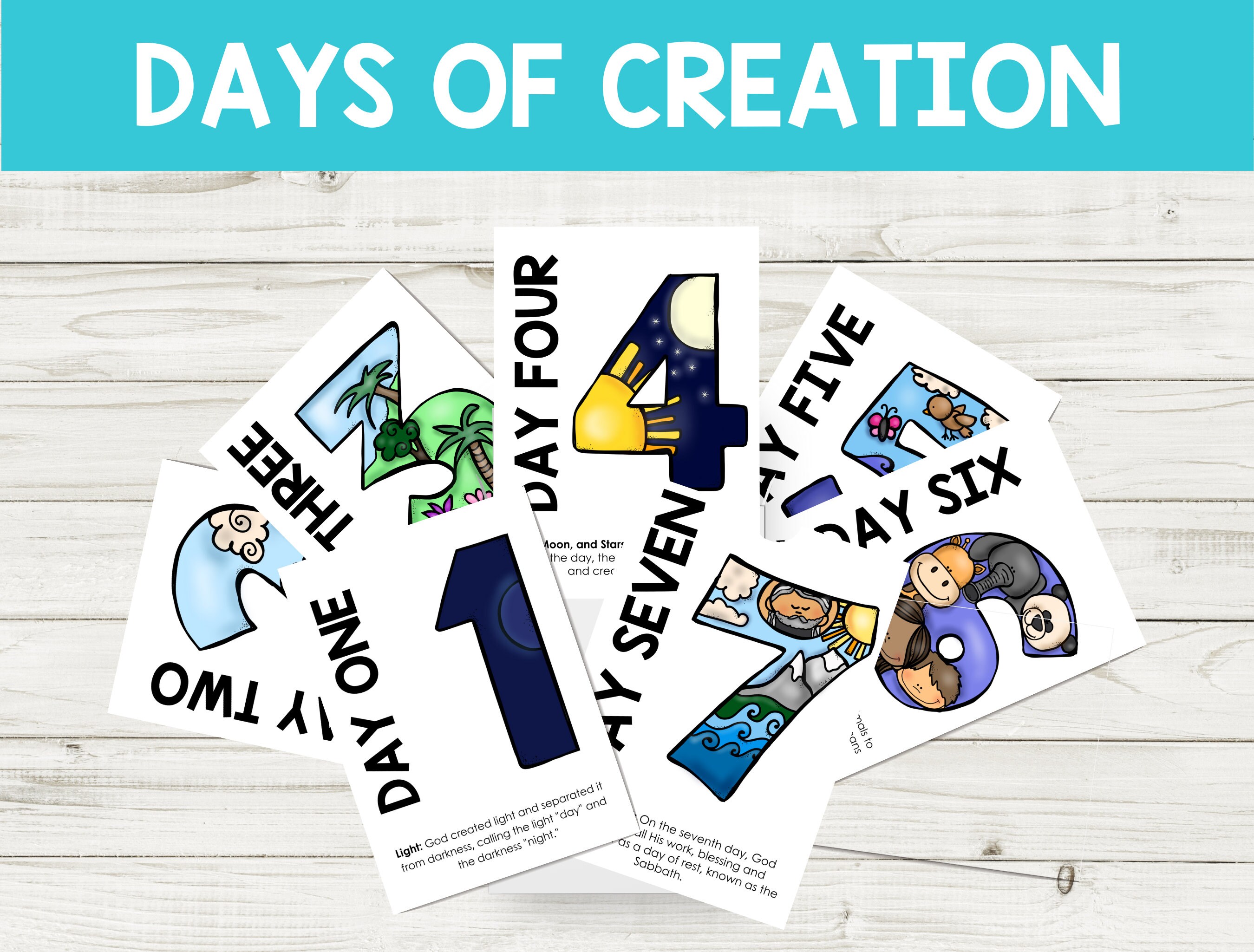 7 Days of Creation Flashcards, Genesis, Bible Study for Kids ...