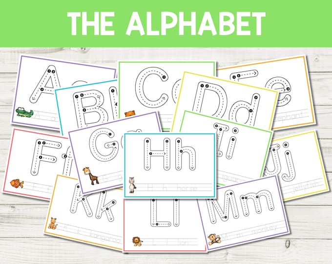 Cursive Cards Alphabet Outline Tracing Letters Flashcards Learning Play ...
