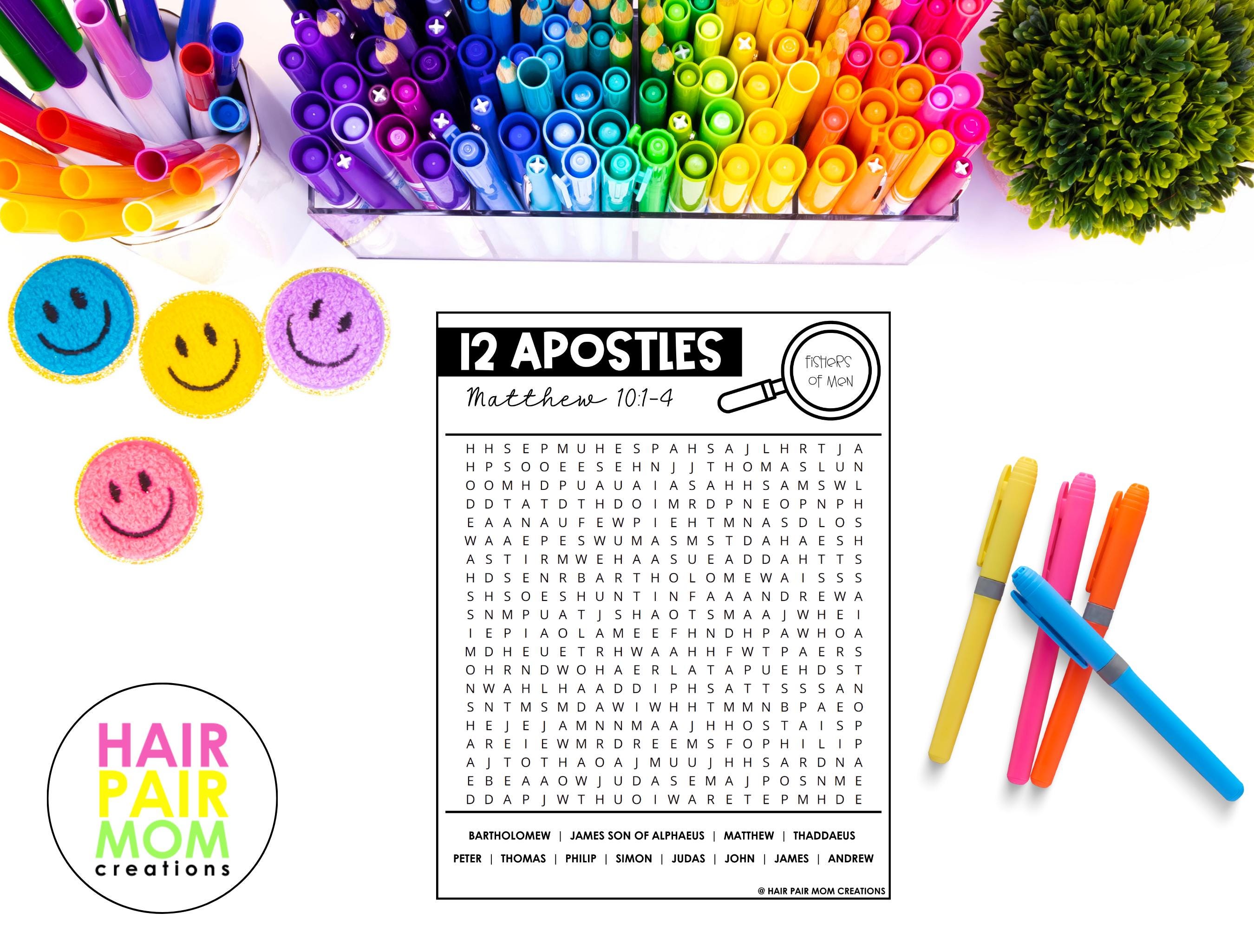 12 Disciples Word Search: Jesus Apostles Activity (digital Printable ...