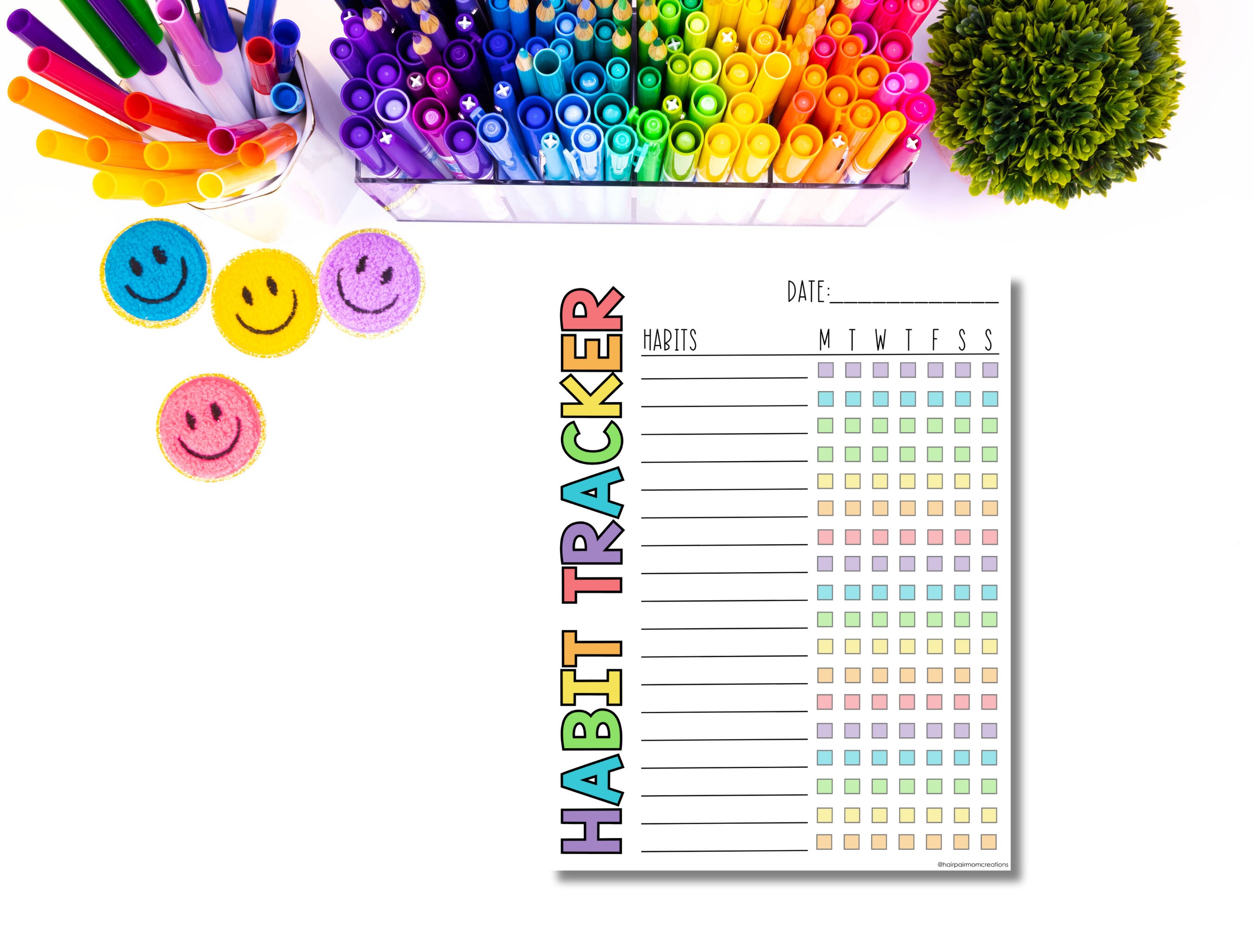 Rainbow Daily Habit Tracker Printable, Everyday Habit Tracker, Instant ...