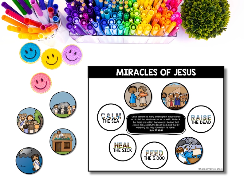 Jesus Miracles Matching Activity: Kids Bible Lesson (printable PDF) - Etsy