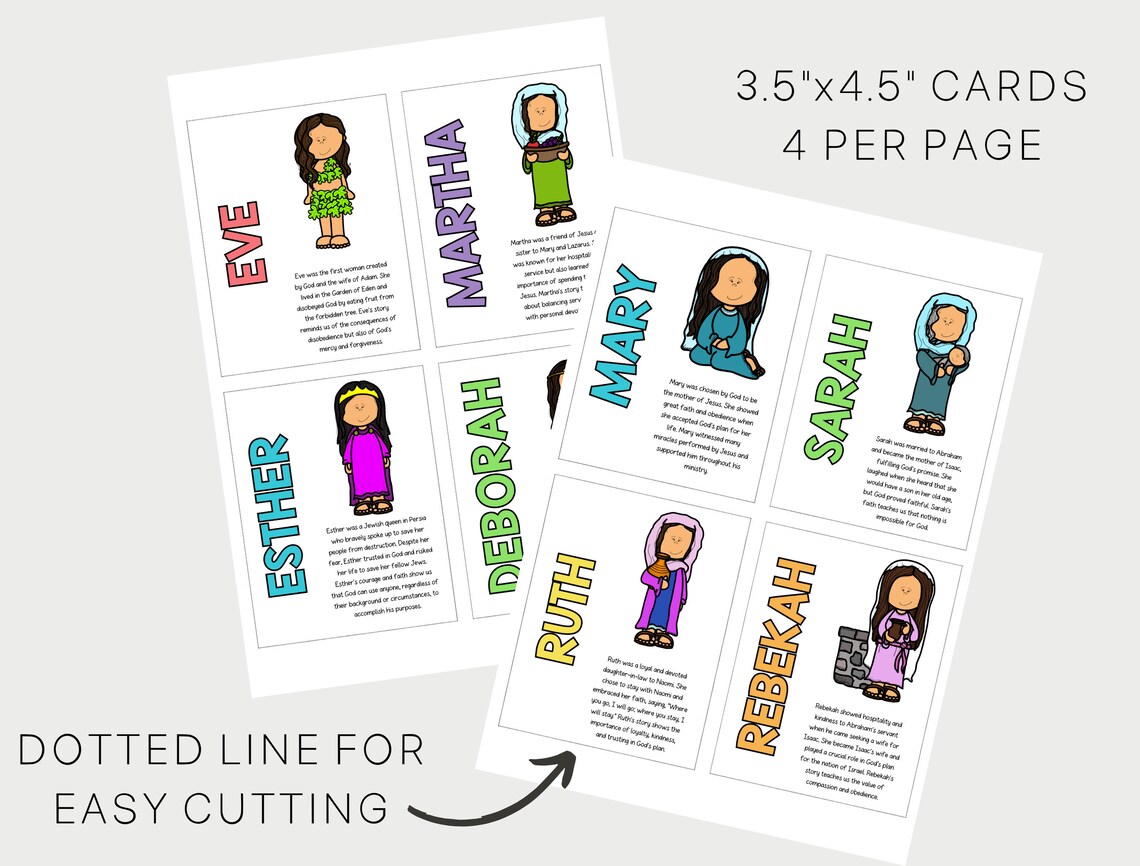 Women of the Bible Flashcards: Preschool Learning Activity (digital ...