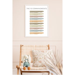 Ten Commandments Poster: Boho Kids Scripture, Sunday School Decor ...