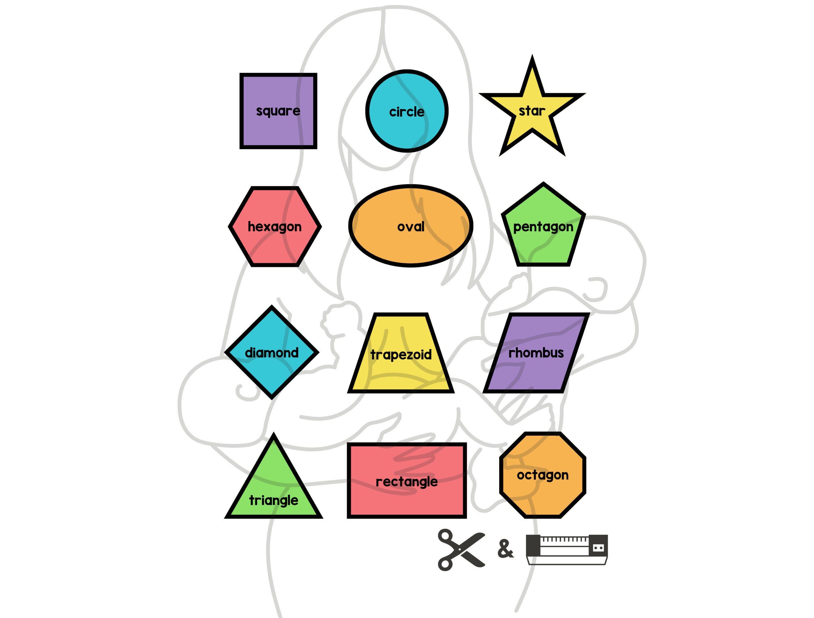 2d Shapes Printable Matching Game, 2D Dimensional Shape Match ...