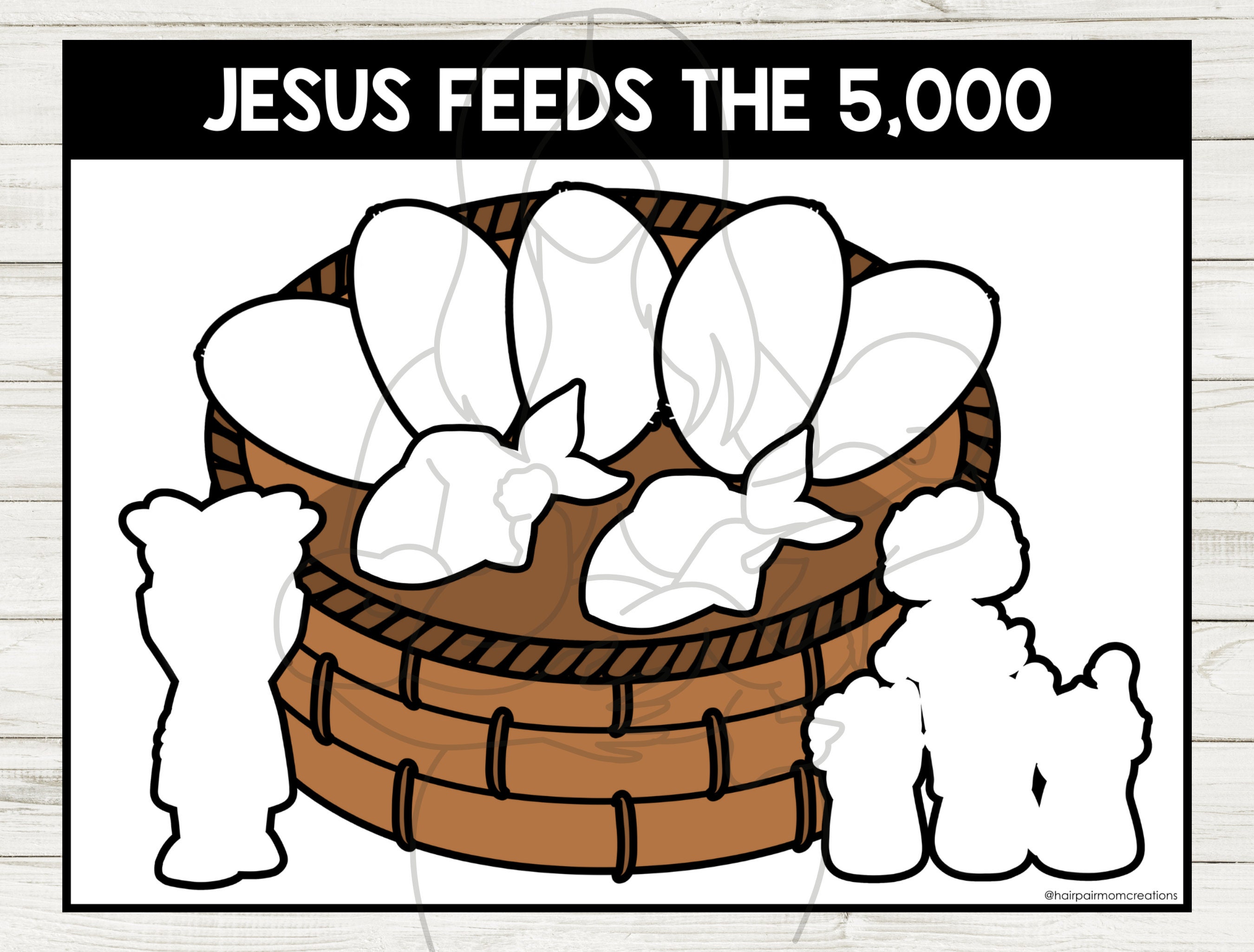 Jesus Feeds 5000 Bible Story Activity, Sunday School Craft, Jesus ...