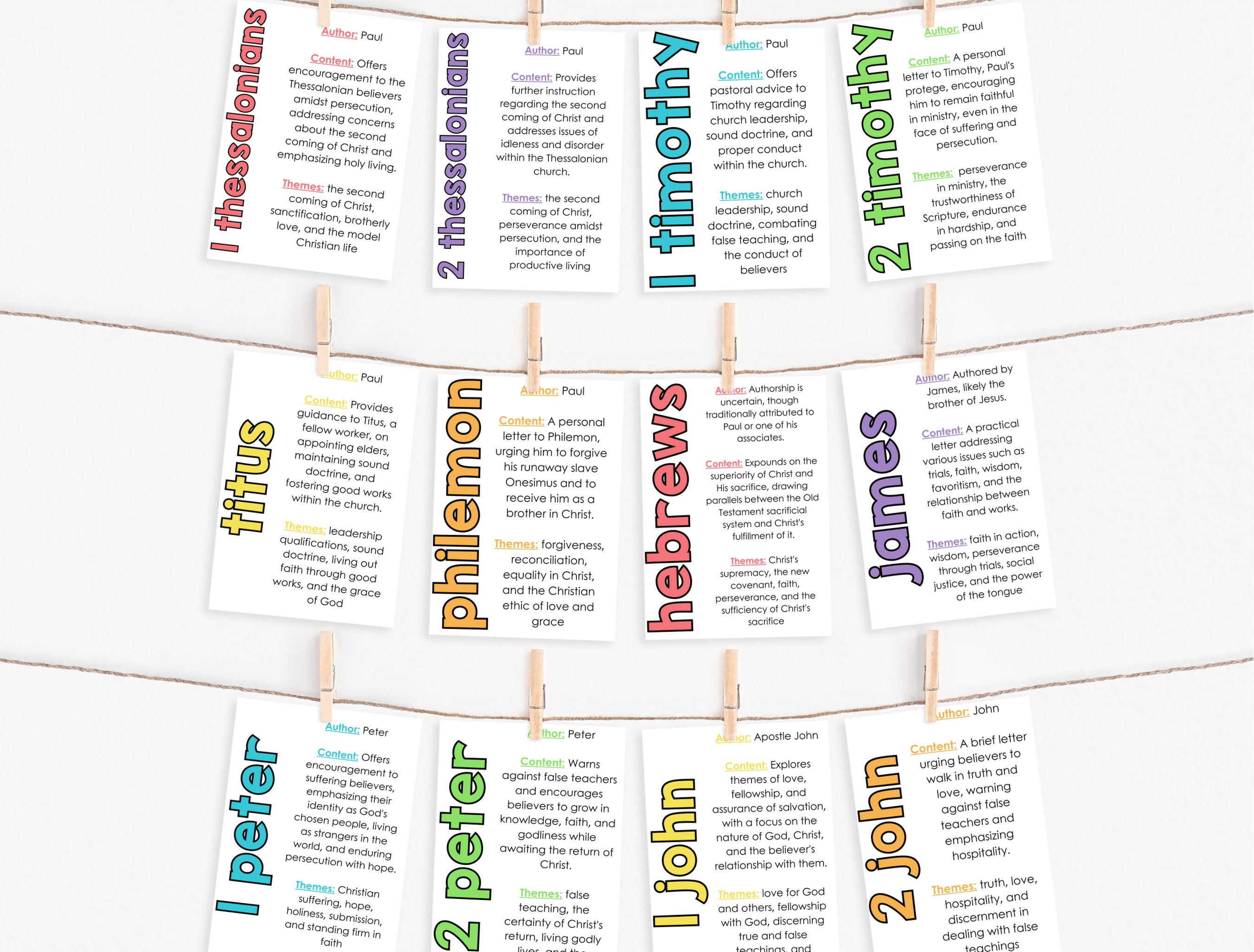 New Testament Flashcards: Rainbow Bible Study Cards (printable) - Etsy