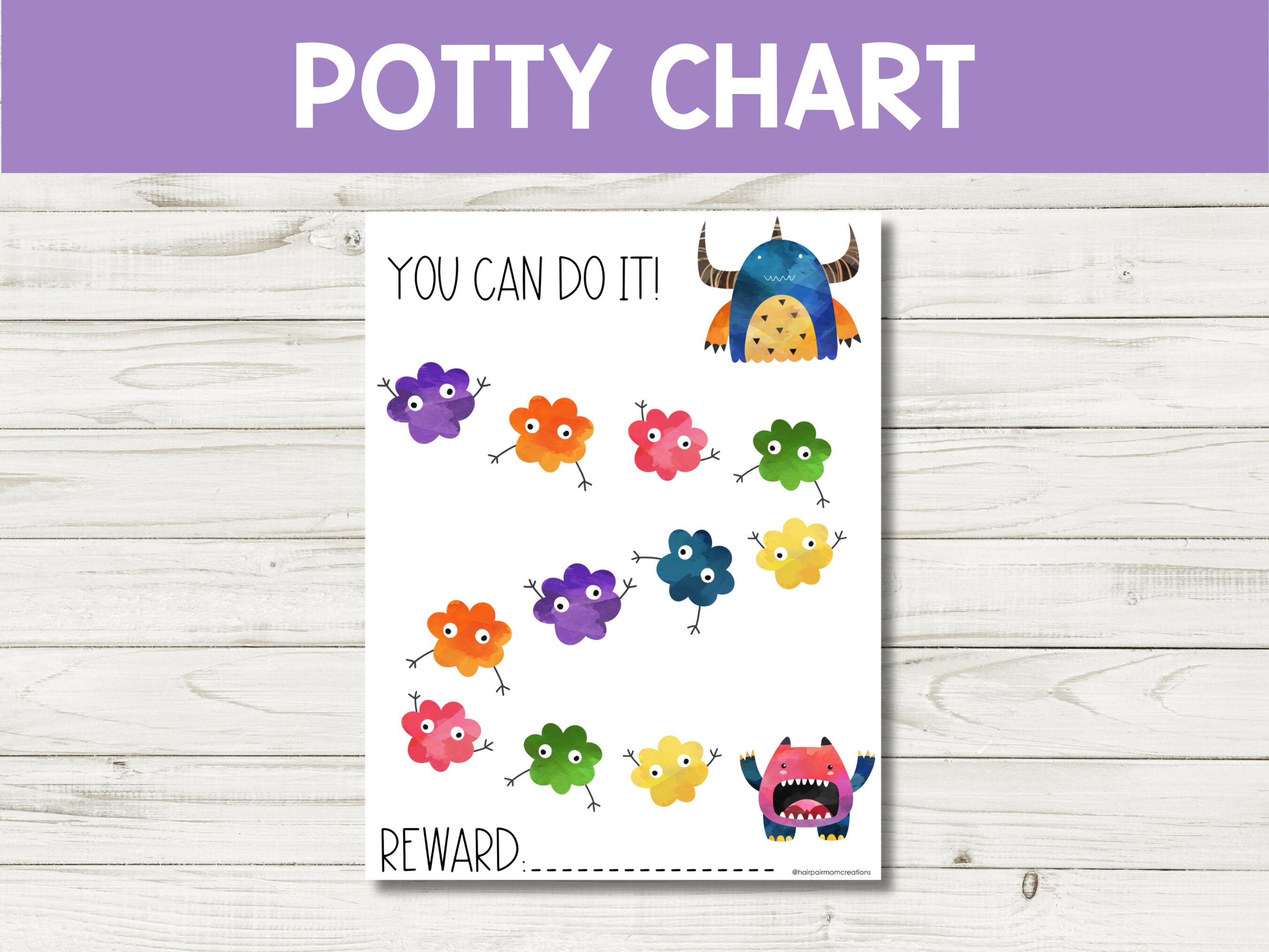 Monster Potty Chart Potty Training Chart Custom Sticker Chart Potty ...