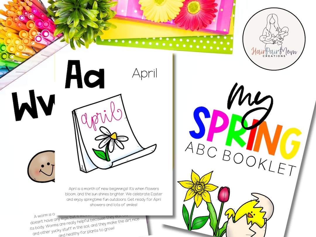 Spring Themed Alphabet Cards, Easter Unit Study, Kids ABC Spring Flipbook, Spring Alphabet ...