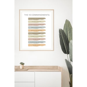 Ten Commandments Poster: Boho Kids Scripture, Sunday School Decor ...
