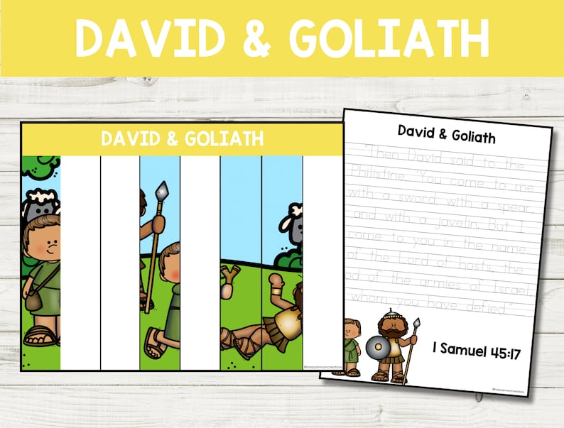 David and Goliath Game, Preschool Printable, Bible Verse, Busy Book ...