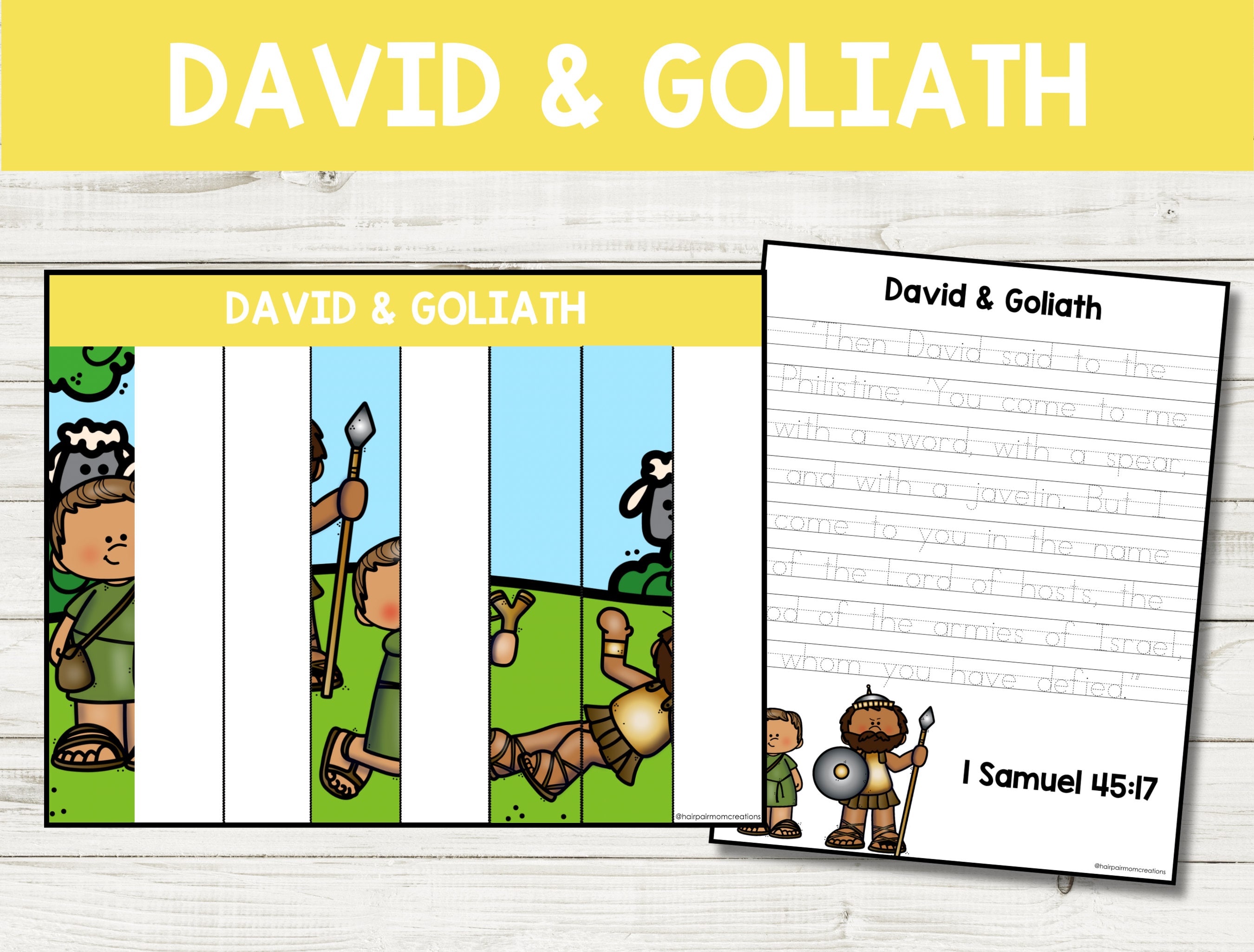 David and Goliath Game, Preschool Printable, Bible Verse, Busy Book ...