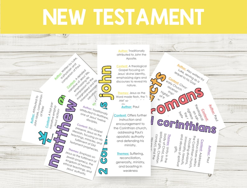 New Testament Flashcards: Rainbow Bible Study Cards (printable) - Etsy