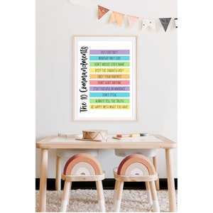 Rainbow 10 Commandments Poster: Kids Sunday School Decor (digital ...