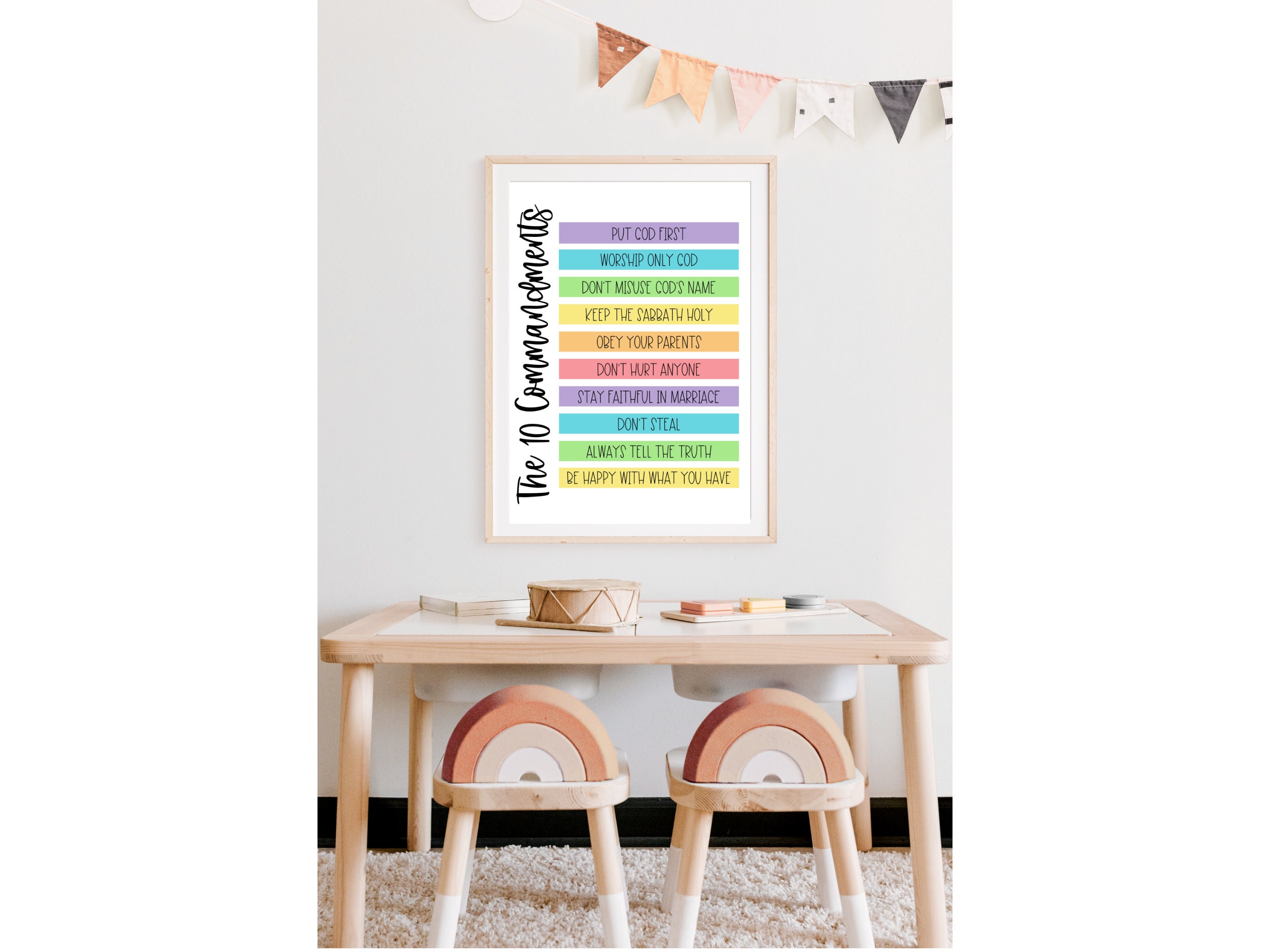 Rainbow 10 Commandments Poster: Kids Sunday School Decor (digital ...