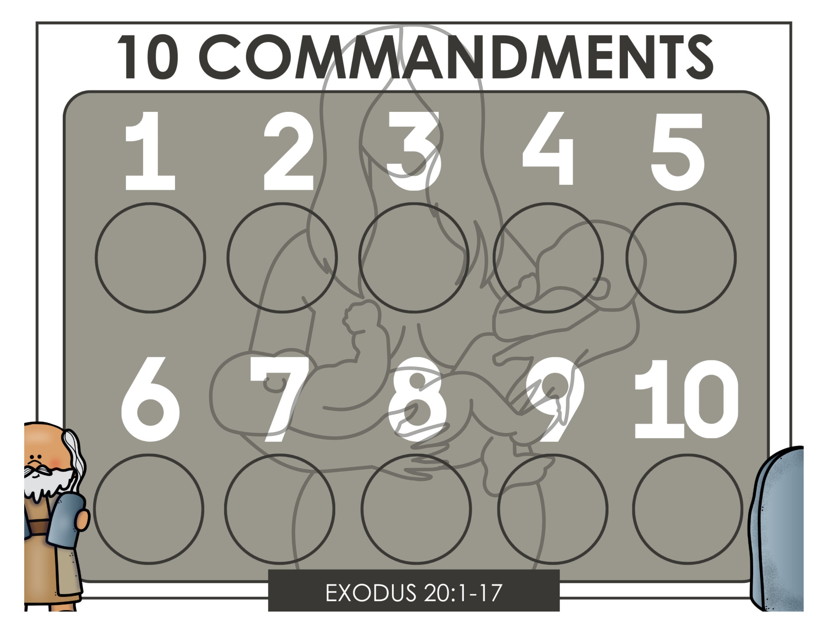 Ten Commandments Matching Game: Bible Verse Tracing (digital Download ...