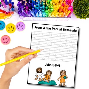 Jesus and the Pool at Bethesda Busy Book: Bible Matching Game (digital ...