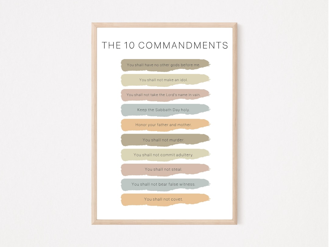 Ten Commandments Poster: Boho Kids Scripture, Sunday School Decor ...