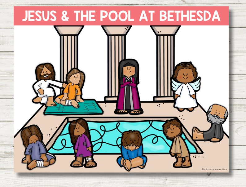 Jesus and the Pool at Bethesda Busy Book: Bible Matching Game (digital ...