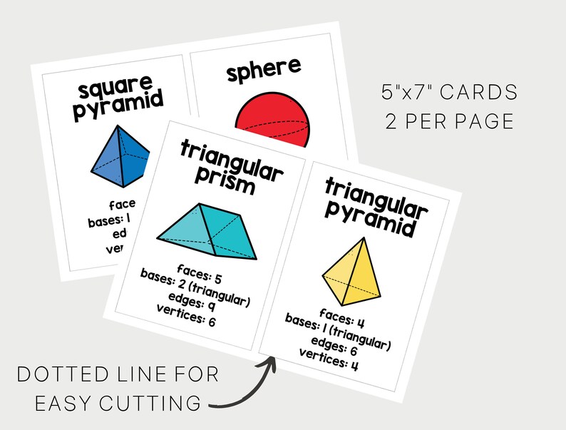 Rainbow 3D Shapes Flash Cards: Montessori Homeschool Printable (digital ...
