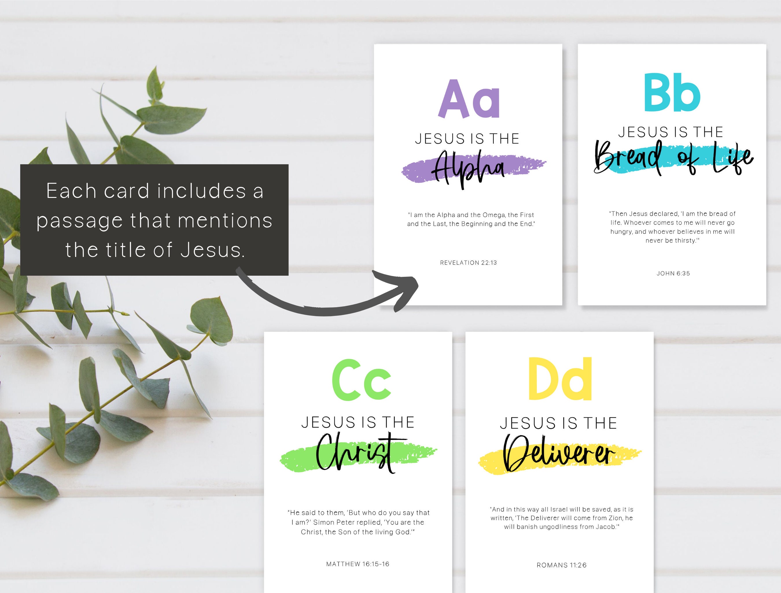 Jesus ABC Scripture Cards PRINTABLE / Alphabet Names of Jesus / Bible A ...