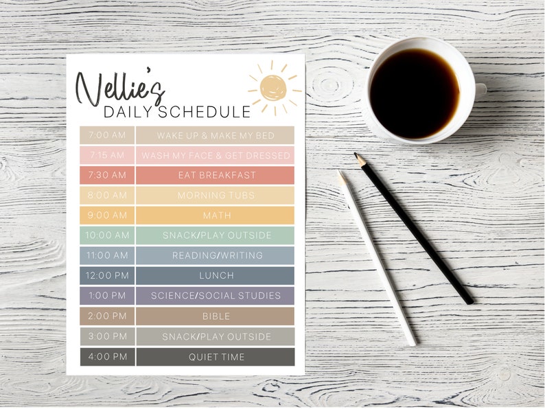 Editable Kids Daily Schedule Printable Homeschool Daily Routine Kids ...