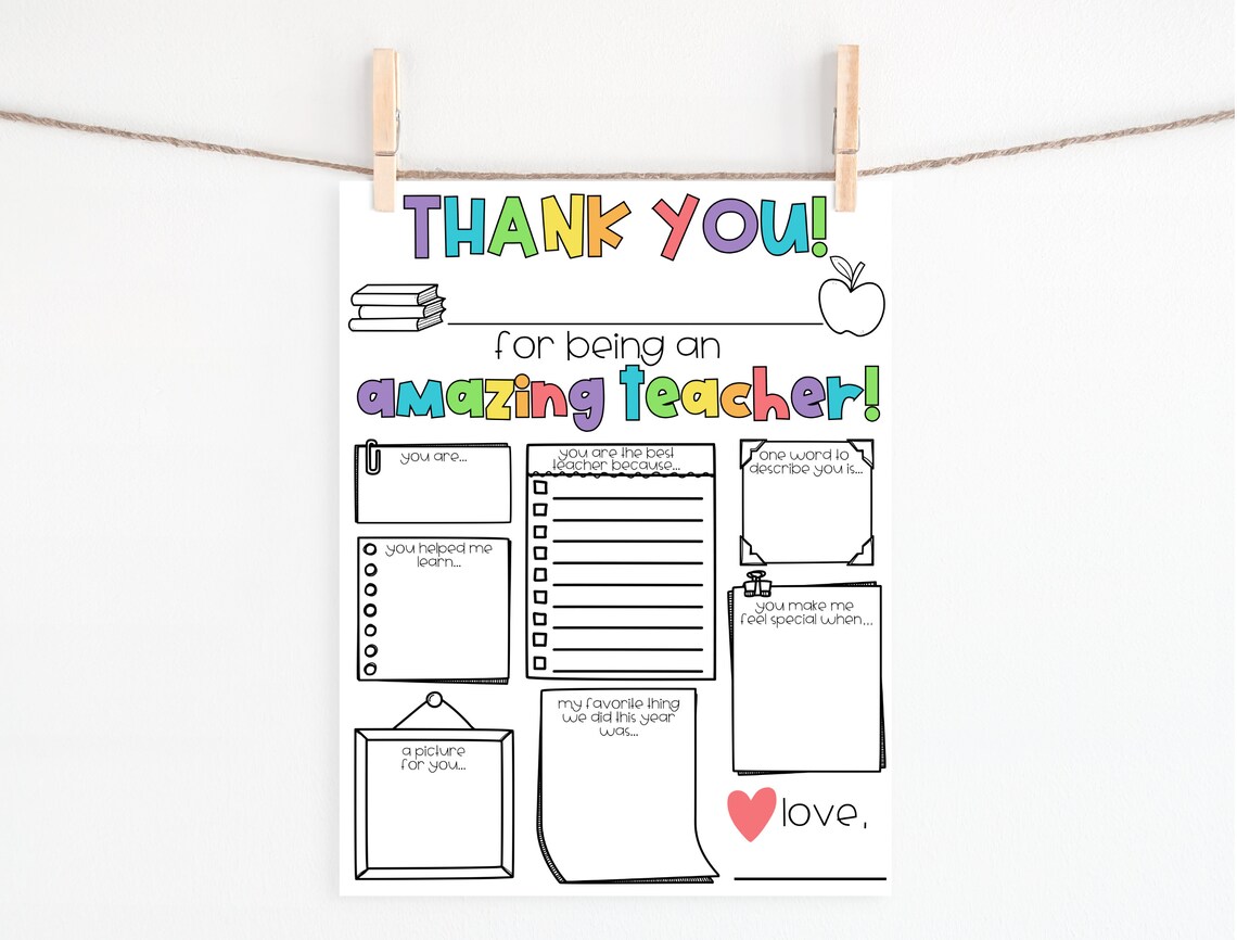 Teacher Appreciation Printable Teacher Appreciation Week Gift Thank You ...