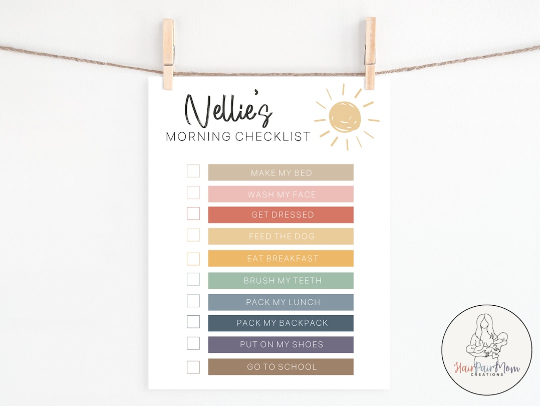 Editable Chore Chart Daily Checklist Responsibility Chart Daily Routine ...