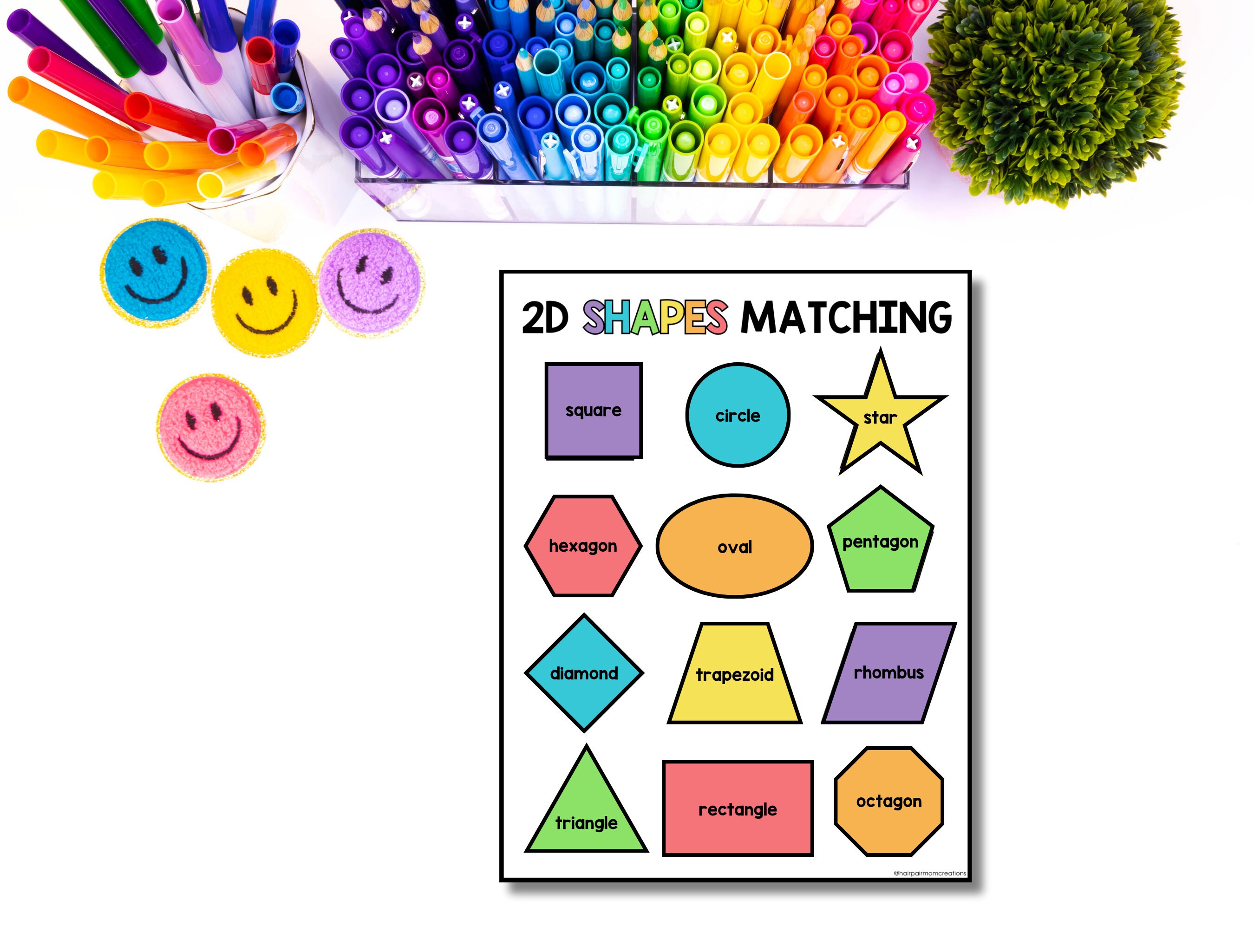 2d Shapes Printable Matching Game, 2D Dimensional Shape Match ...
