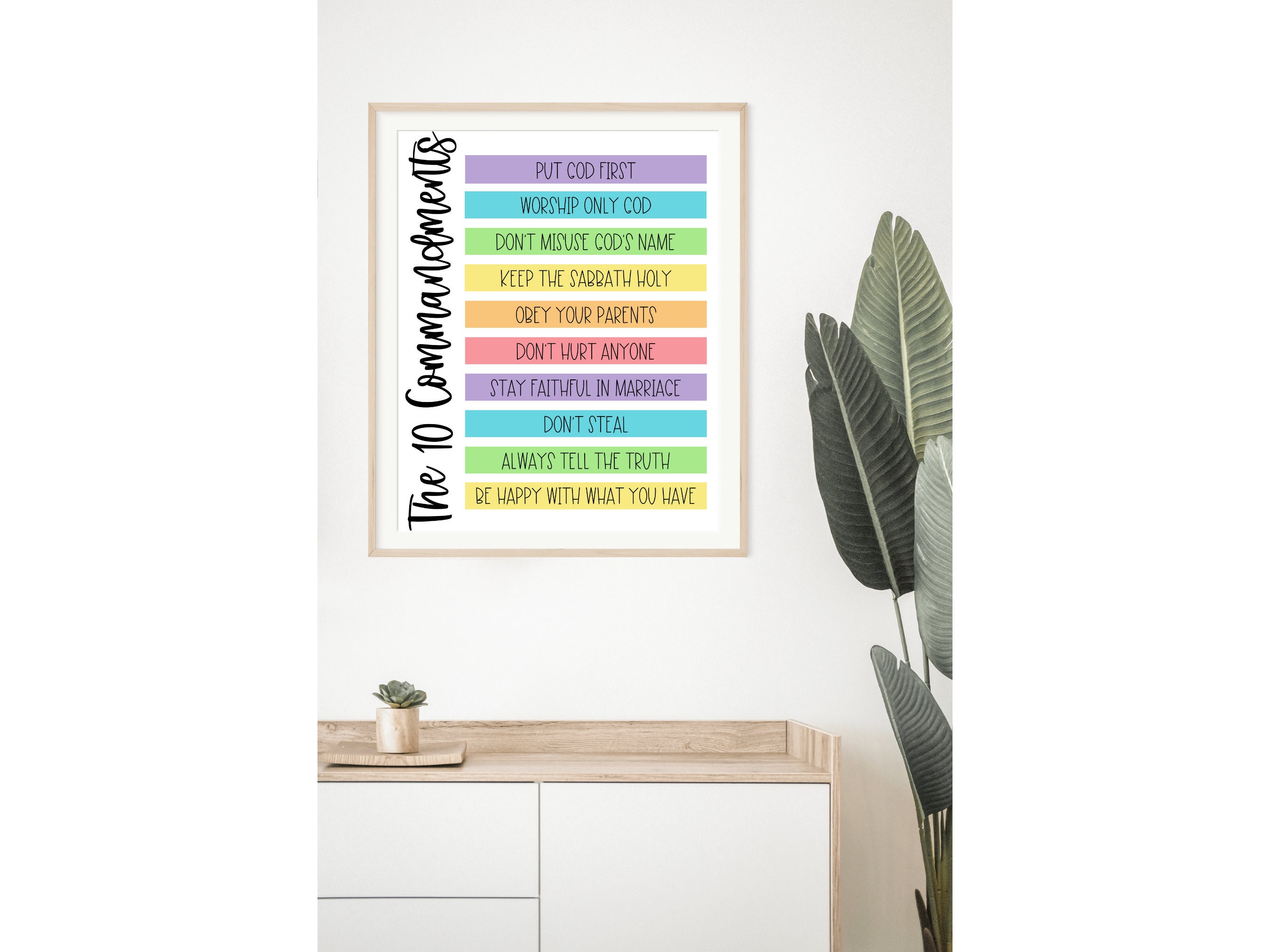 Rainbow 10 Commandments Poster: Kids Sunday School Decor (digital ...