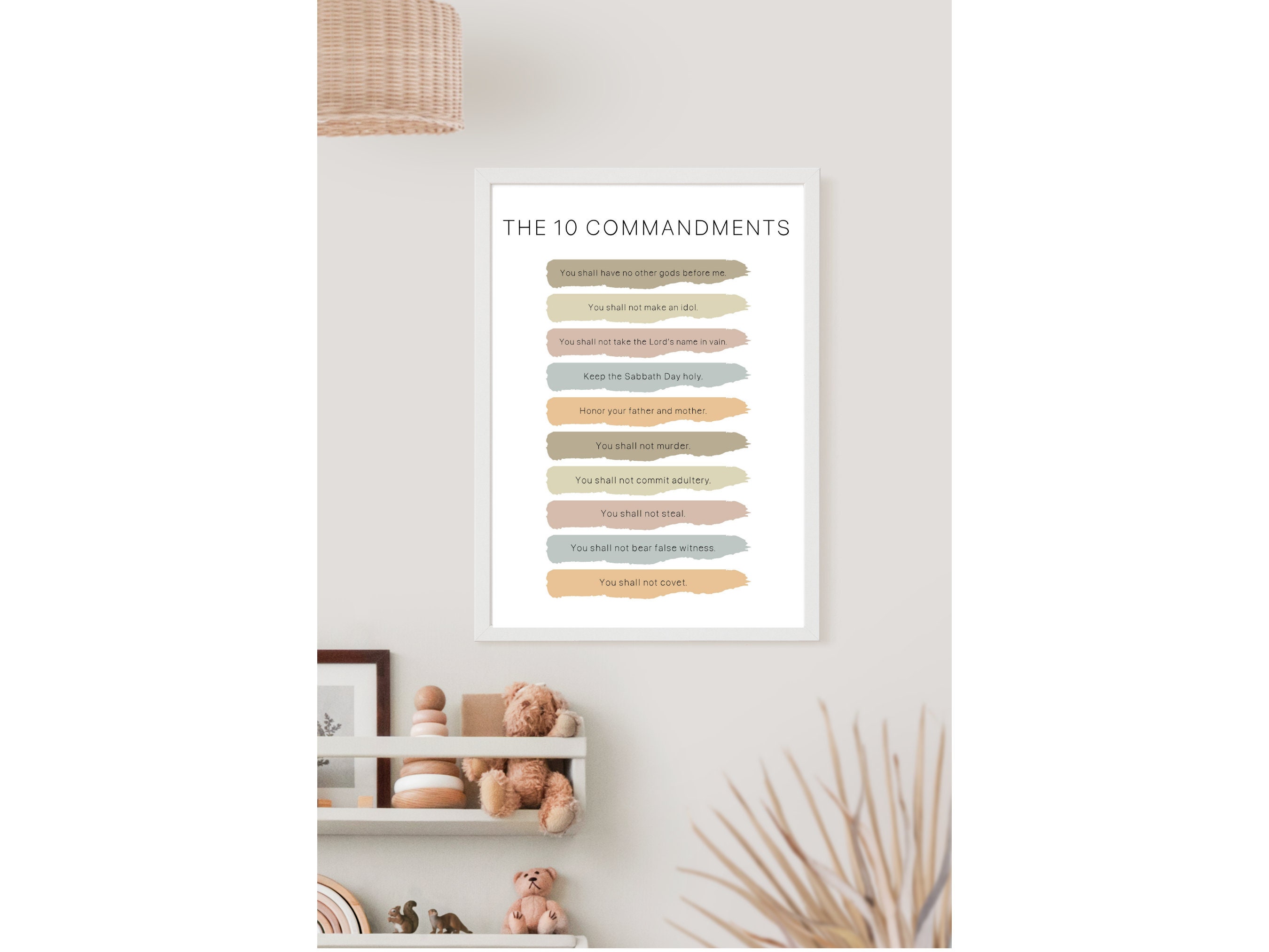 Ten Commandments Poster: Boho Kids Scripture, Sunday School Decor ...