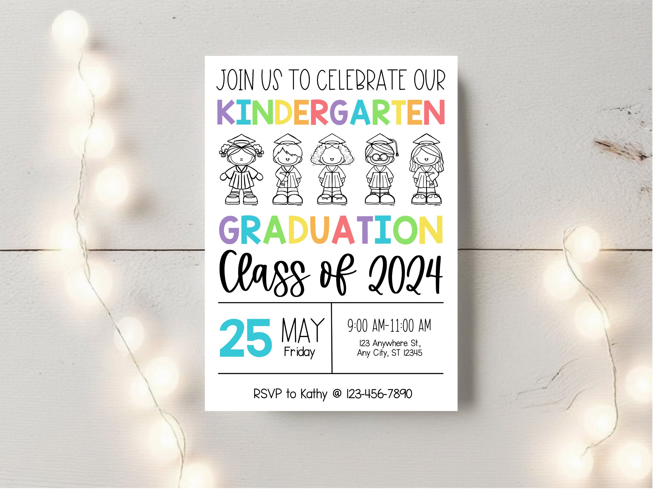 EDITABLE Kindergarten Graduation Invitation, Kindergarten Party Invite ...