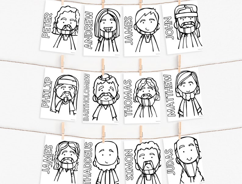 12 Disciples Bundle: Flashcards, Coloring Page, Matching Game (digital ...