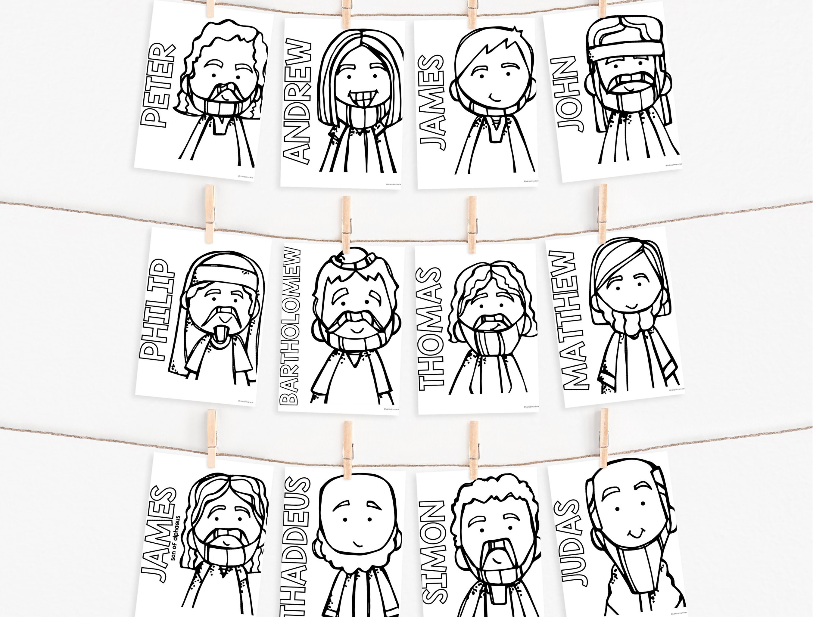 12 Disciples Bundle: Flashcards, Coloring Page, Matching Game (digital ...