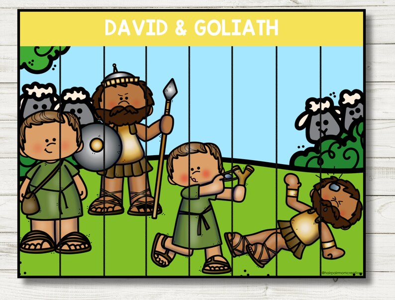 David and Goliath Game, Preschool Printable, Bible Verse, Busy Book ...