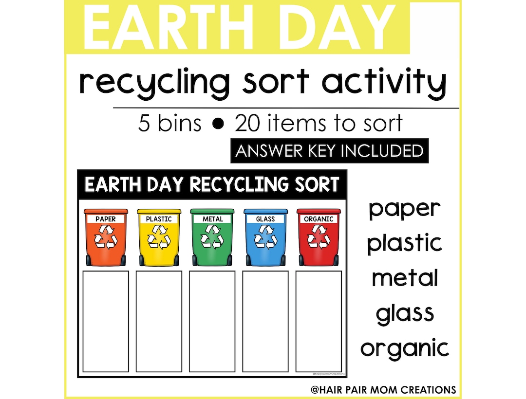 Earth Day Recycle Sort, Preschool Worksheet, Preschool Printable ...