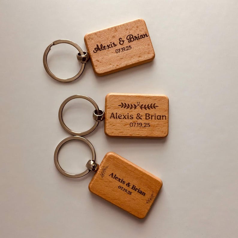 Custom Engraved Beech Wood Keychains – Personalized Event Favors ...