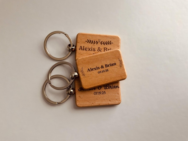 Custom Engraved Beech Wood Keychains – Personalized Event Favors ...