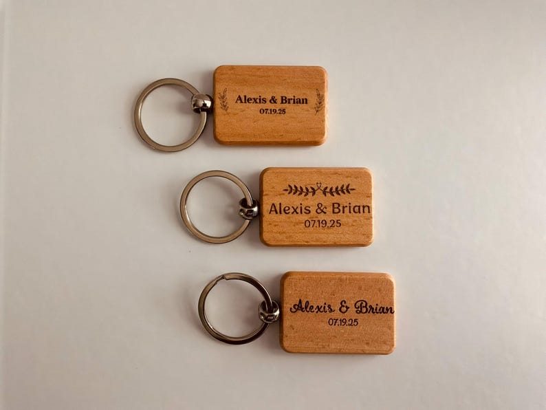 Custom Engraved Beech Wood Keychains – Personalized Event Favors ...